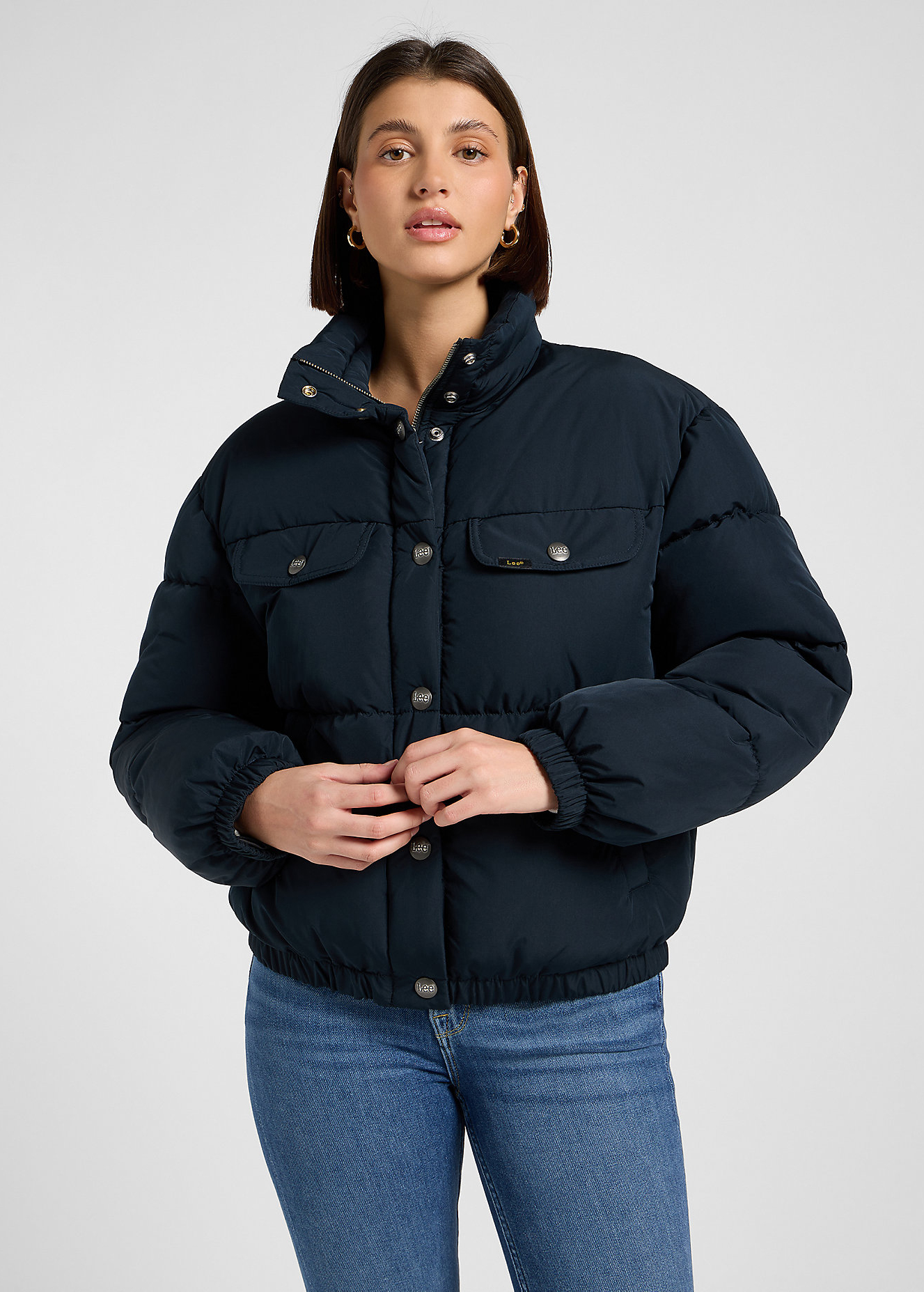Damska Kurtka Zimowa Lee Rider Puffer Jacket Black - 112370872 Rozmiar M - Jeans24h